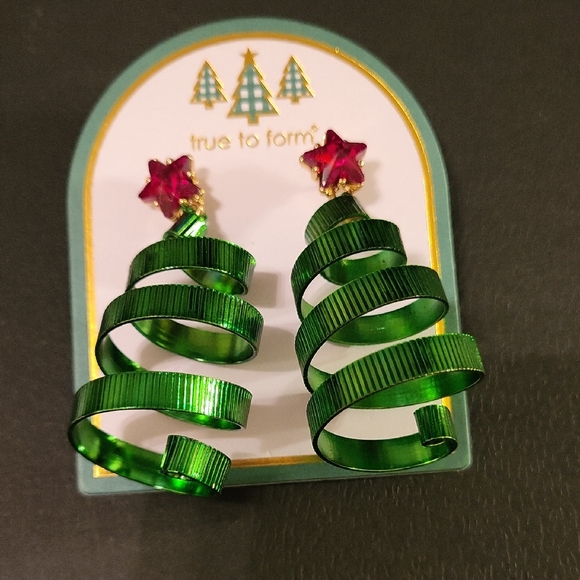 True To Form | Jewelry | True To Form Green Christmas Tree Earrings Red ...